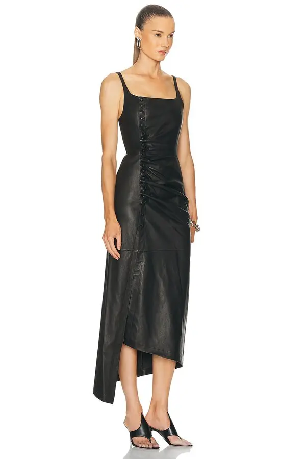 Rabanne Leather Midi Dress - Black