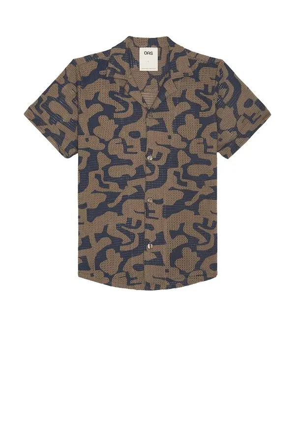Oas Morel Puzzlotec Cuba Net Shirt In Grey,navy - Multi