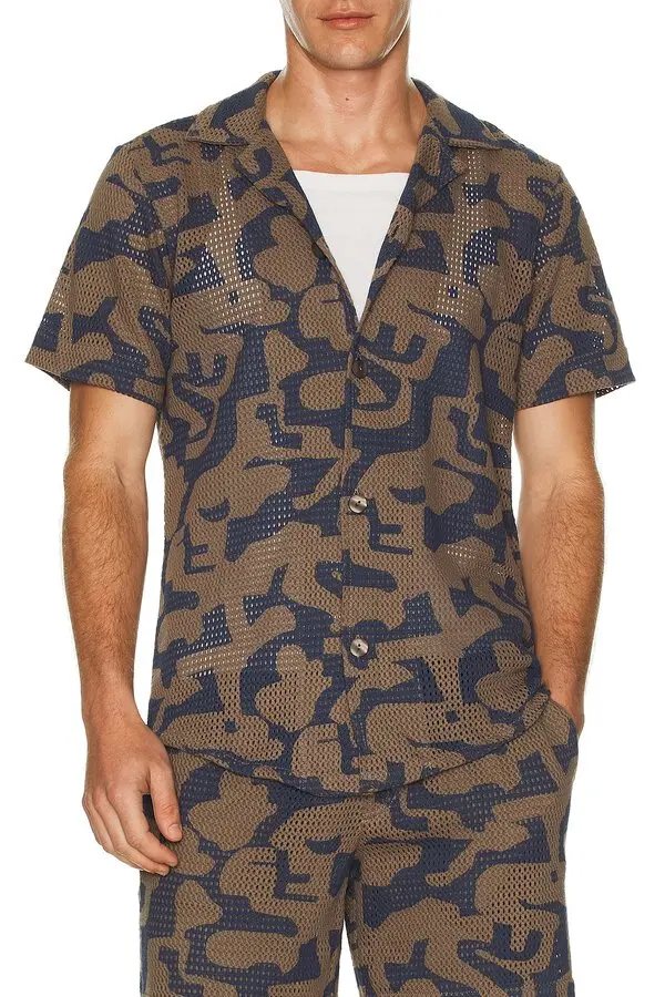 Oas Morel Puzzlotec Cuba Net Shirt In Grey,navy