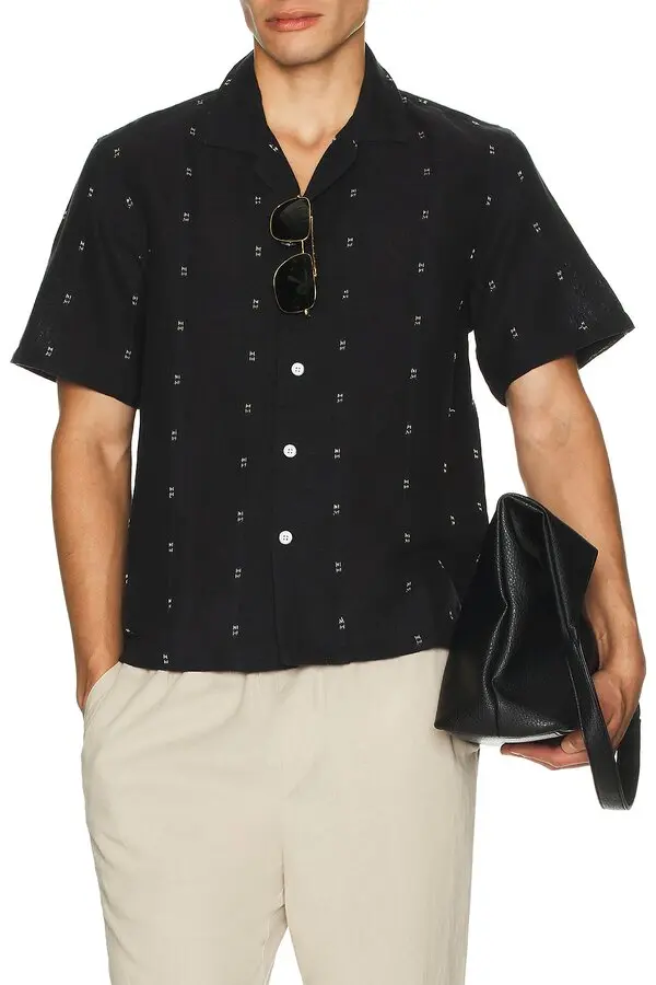 Rag & Bone Avery Embroiderd Linen Shirt - Black