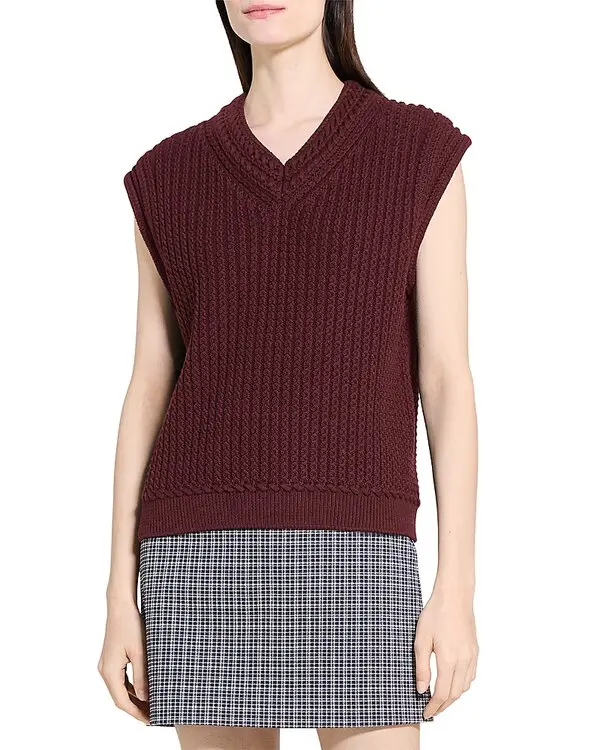Theory Sleeveless Cotton Sweater Vest