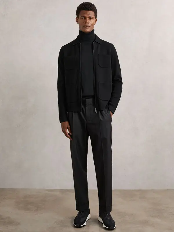 REISS Roberto Four-pocket Zip-through Cardigan - Black