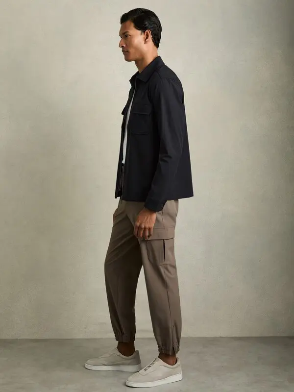REISS Ascend Technical Zip Through Overshirt - Navy