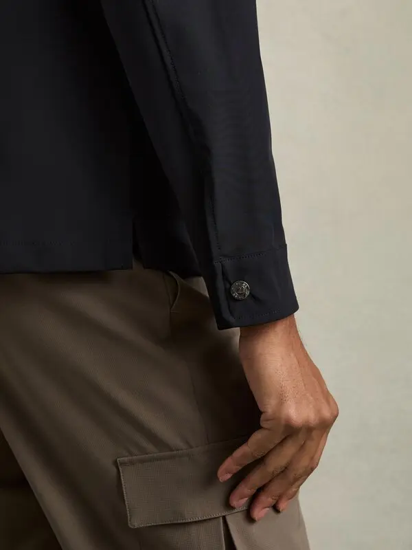 REISS Ascend Technical Zip Through Overshirt - Navy
