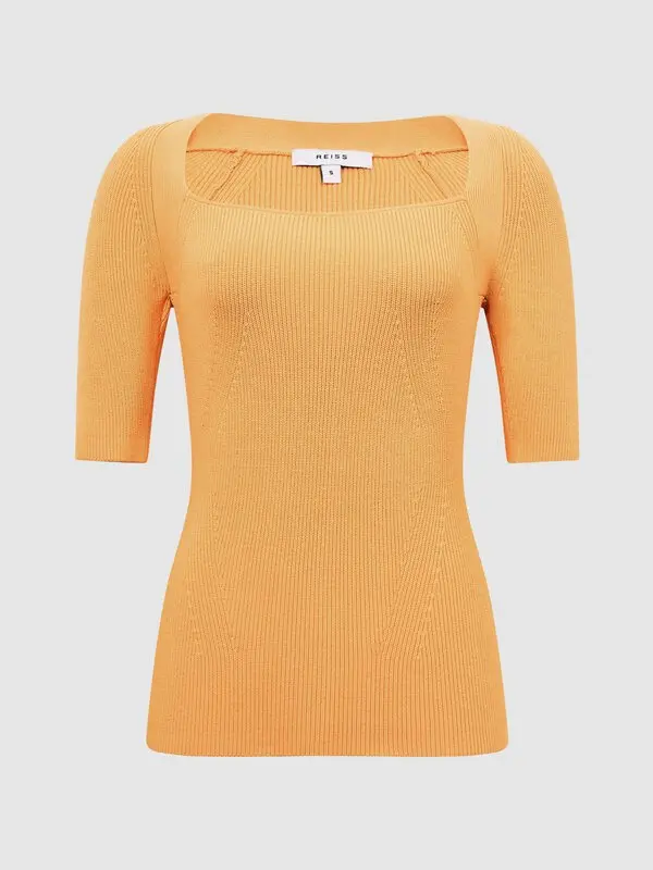 REISS Square Neck Ribbed Top