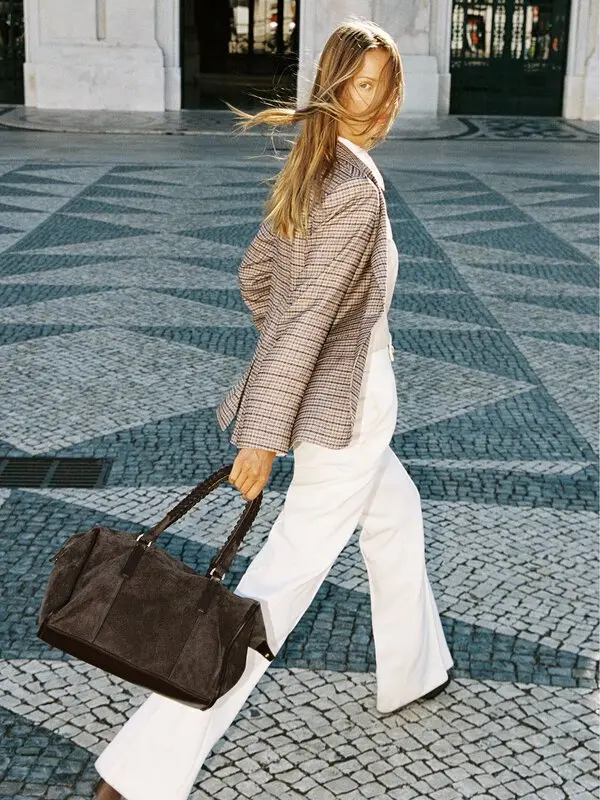 REISS Edie Suede Bowling Bag