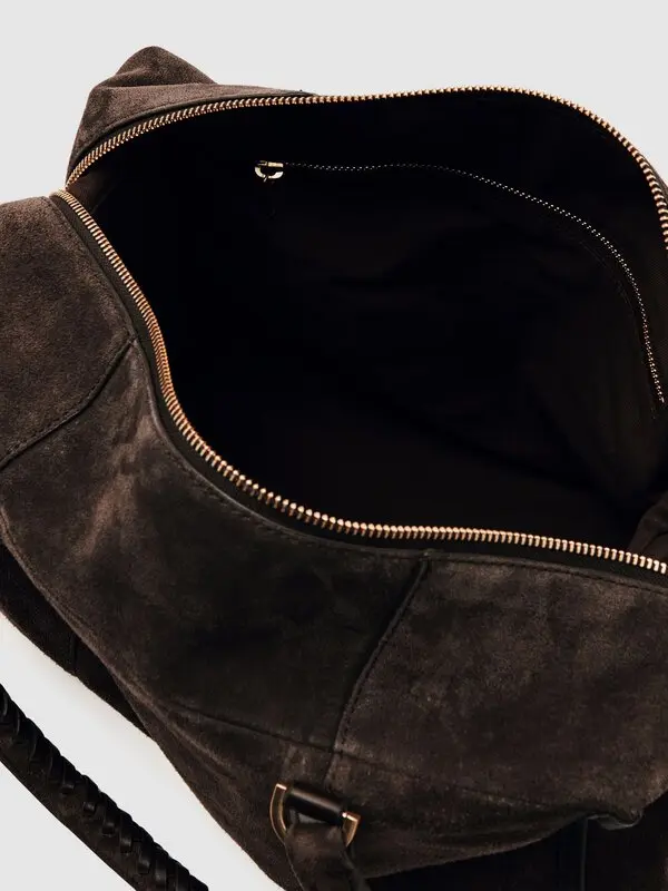 REISS Edie Suede Bowling Bag