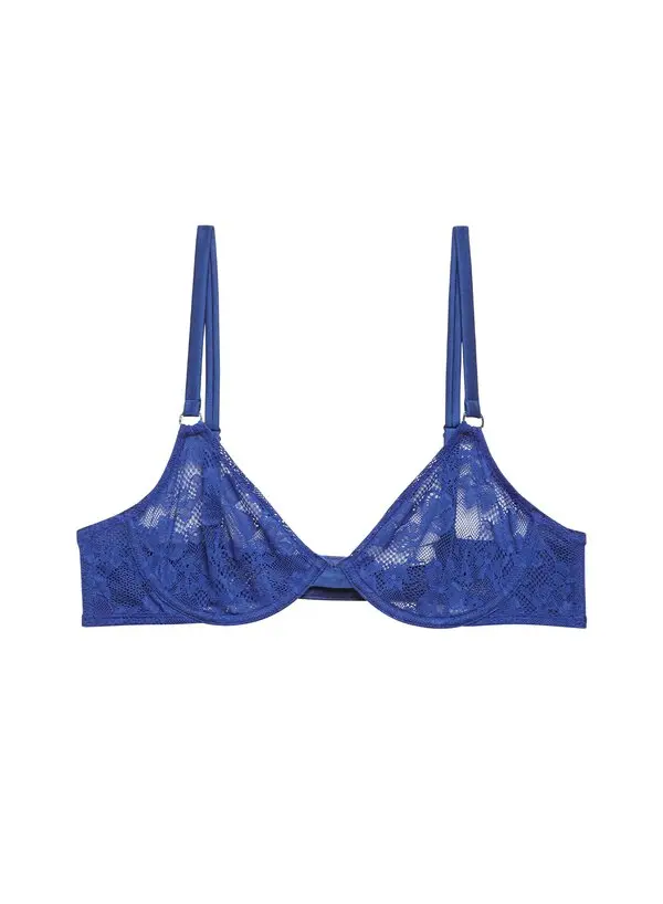 Fleur Du Mal Le Stretch Lace Demi Bra - Starry Blue