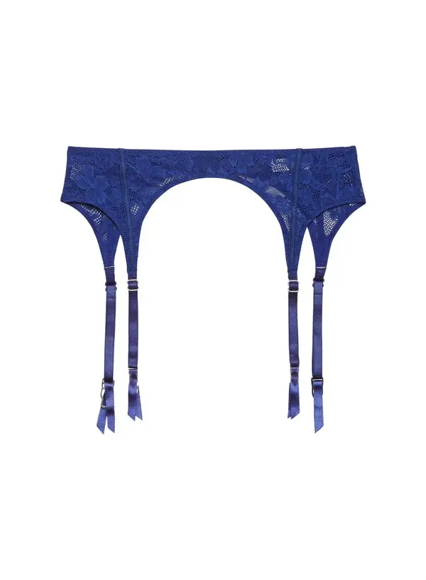 Fleur Du Mal Le Stretch Lace Garter Belt - Starry Blue