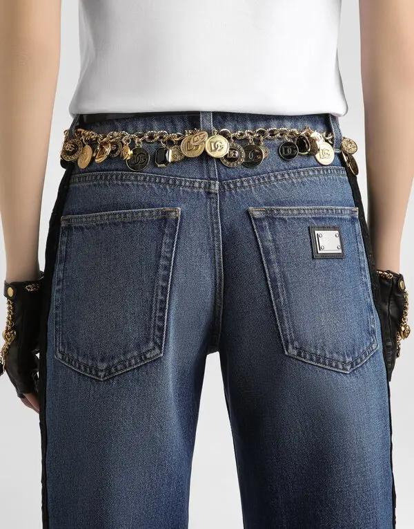 Dolce & Gabbana Denim Trousers With Macramé Lace Appliqu