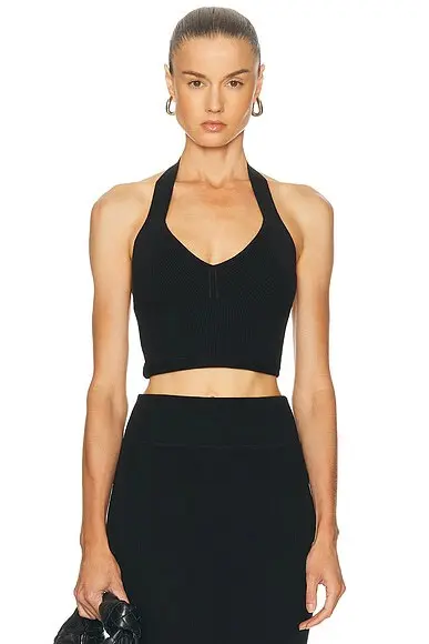 Wardrobe.NYC Ribbed Halter Neck Knit Top - Black