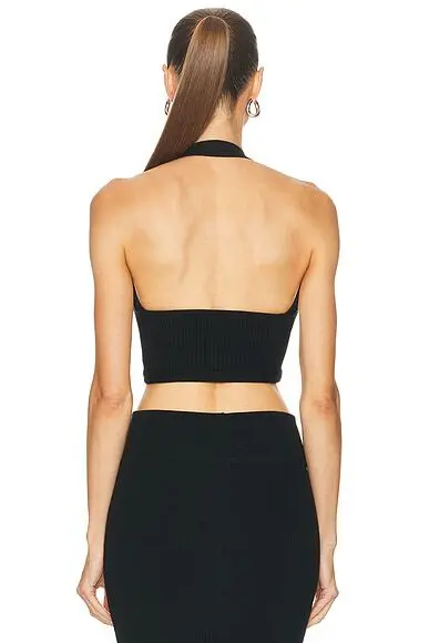 Wardrobe.NYC Ribbed Halter Neck Knit Top - Black