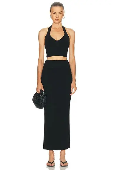 Wardrobe.NYC Ribbed Halter Neck Knit Top - Black