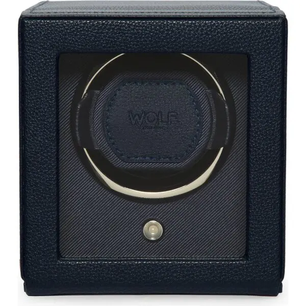 Wolf Cub Single Watch Winder With Cover - Navy