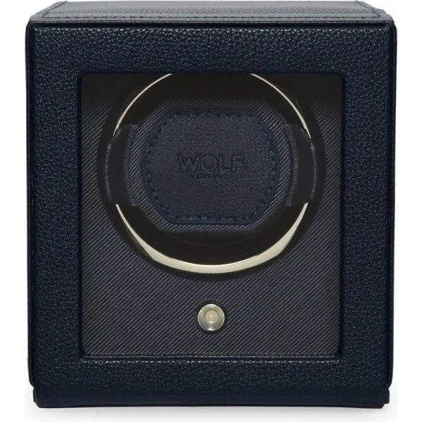 Wolf Cub Single Watch Winder With Cover - Navy