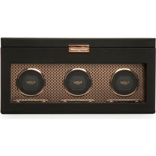 Wolf Axis Triple Watch Winder With Storage - Copper
