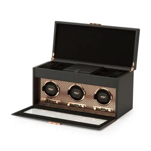 Wolf Axis Triple Watch Winder With Storage - Copper