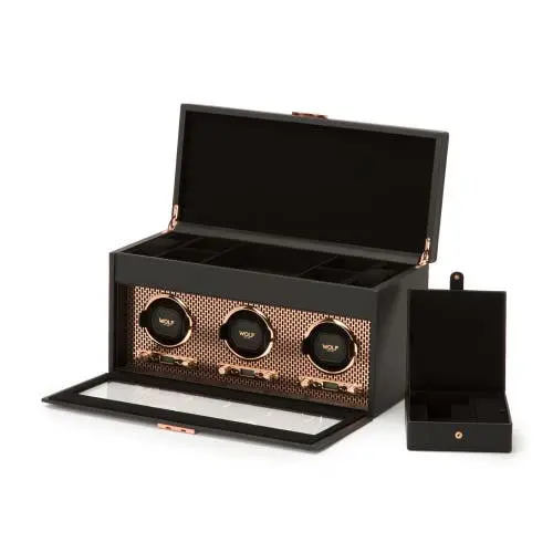 Wolf Axis Triple Watch Winder With Storage - Copper