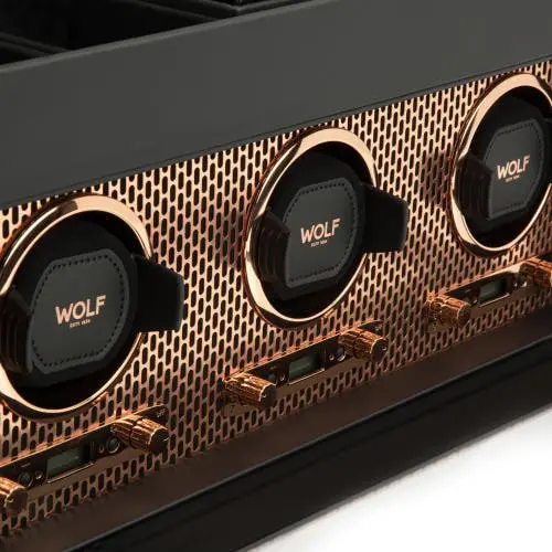 Wolf Axis Triple Watch Winder With Storage - Copper