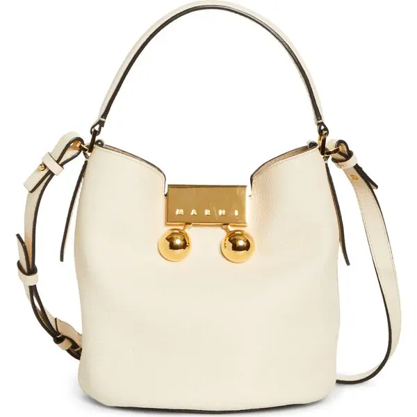 Marni Trunkaroo Leather Bucket Bag - 274 - Cream