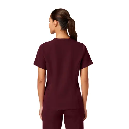 JAANUU Calix 2-pocket V-neck Scrub Top - Burgundy