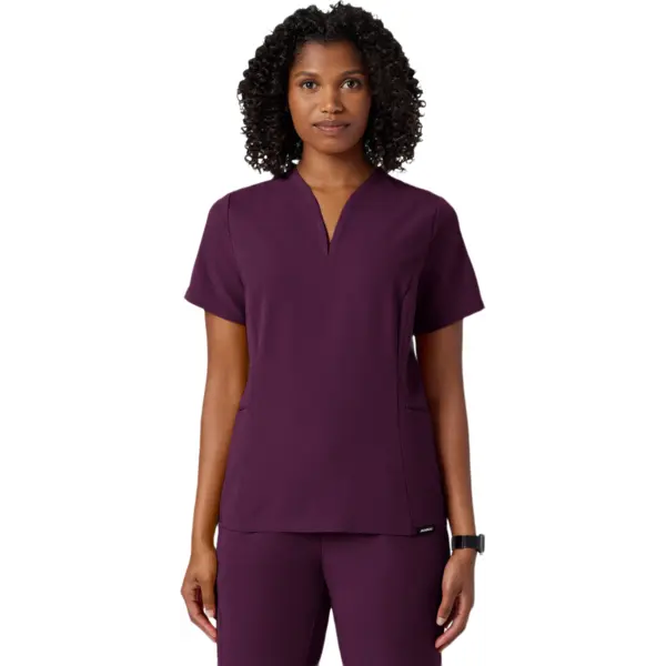 JAANUU Calix 2-pocket V-neck Scrub Top - Eggplant