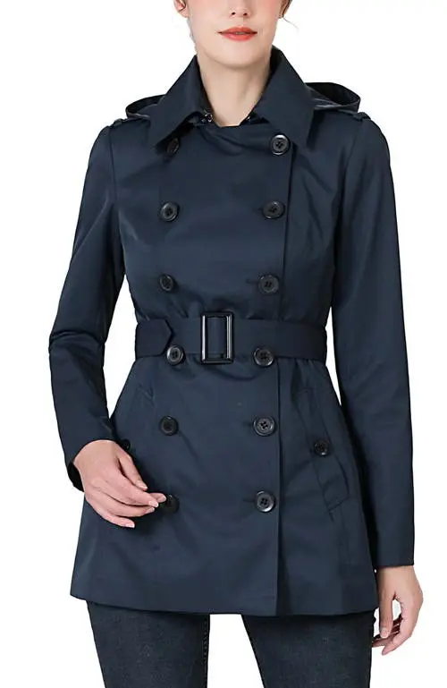 KIMI + KAI Noa Short Trench Coat - Navy