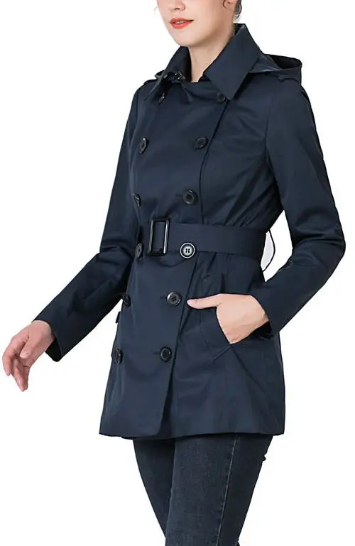 KIMI + KAI Noa Short Trench Coat - Navy