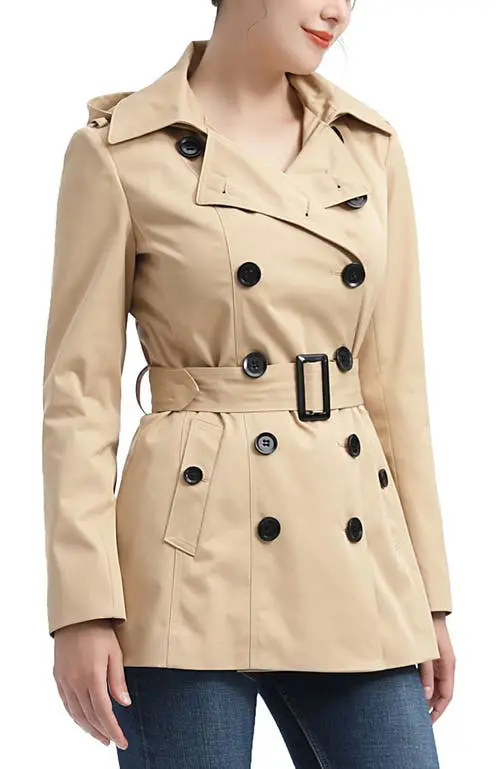 KIMI + KAI Noa Short Trench Coat - Tan