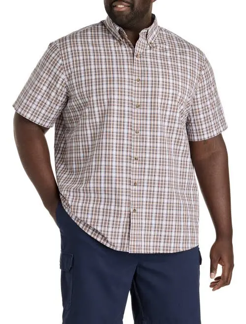 HARBOR BAY BY DXL Big & Tall Easy-care Plaid Sport Shirt - Orange Multi
