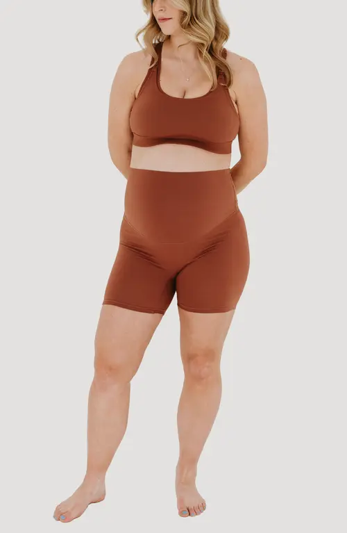 AXK Maternity Bike Shorts With High Waistband - Brown