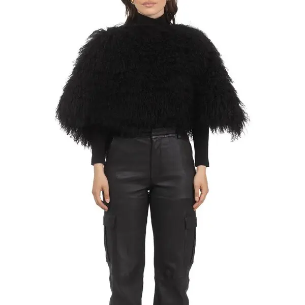 Gorski Mongolian Lamb Shawl - Black
