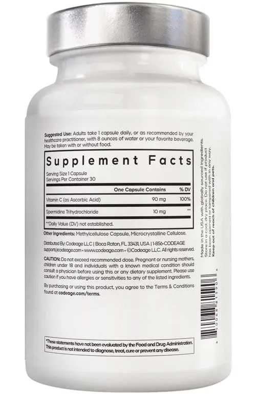 CODEAGE Spermidine Supplement, Spermidine Hcl