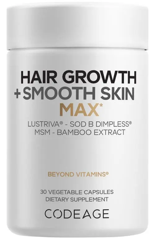 CODEAGE Hair Growth+smooth Skin Max Vitamins, Lustriva, Sod B Dimpless - White