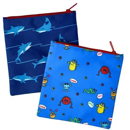 YUMBOX Reusable Sandwich And Snack Bag - Atlantic Shark & Funny Monster