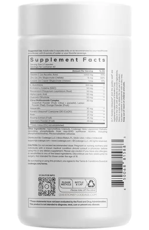 CODEAGE Liposomal Vitamin C+ Platinum, Nac