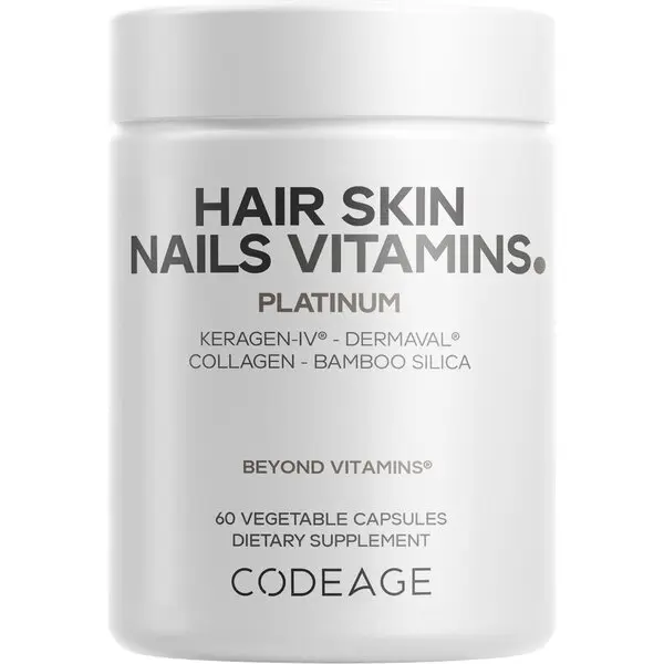 CODEAGE Hair Skin Nails Vitamins Platinum, Keratin, Dermaval, Biotin - White