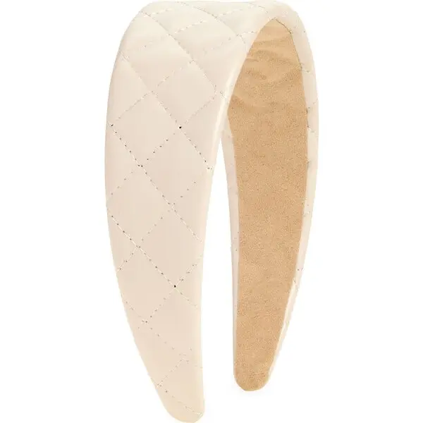 Tasha Quilted Faux Leather Headband - Cream