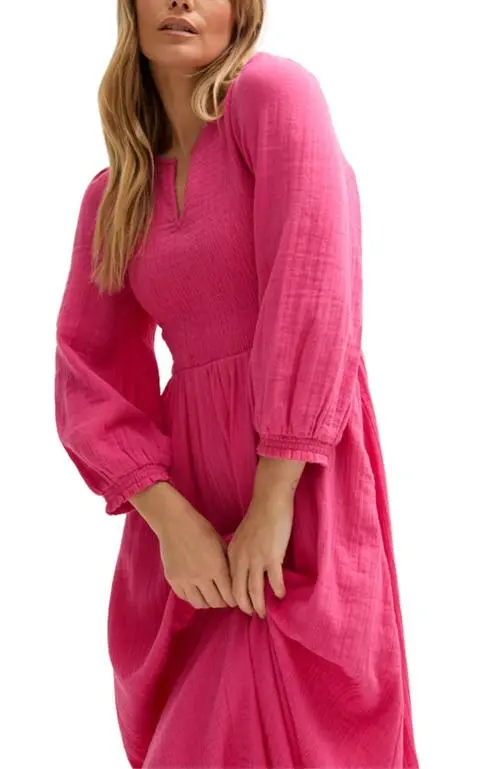 LILY AND LIONEL Paulina Shirred Bodice Maxi Dress