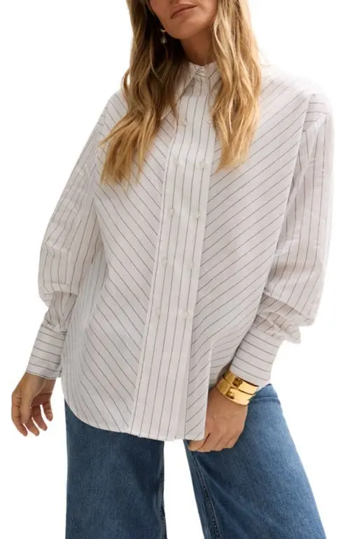 LILY AND LIONEL Dapper Double Placket Stripe Shirt - White