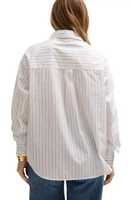 LILY AND LIONEL Dapper Double Placket Stripe Shirt - White