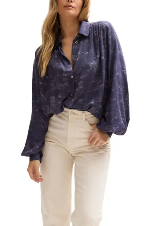 LILY AND LIONEL Marrianne Peter Pan Collar Shirt - Navy