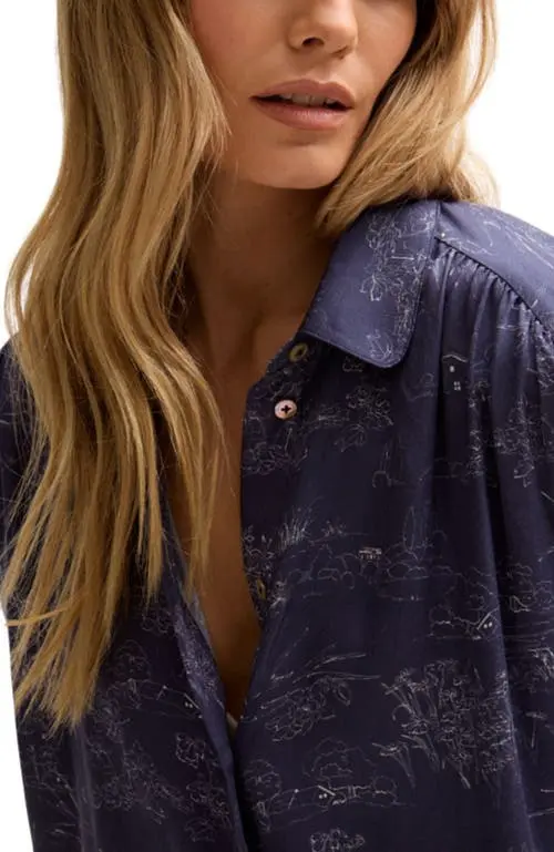 LILY AND LIONEL Marrianne Peter Pan Collar Shirt - Navy