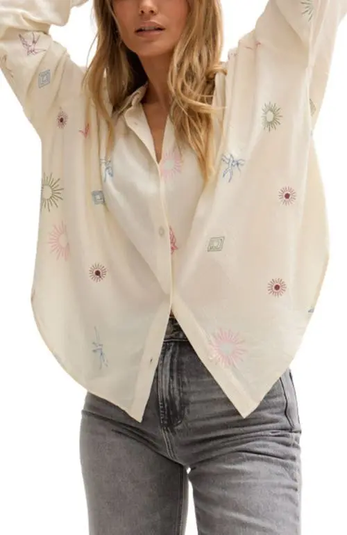 LILY AND LIONEL Swallow Crinkle Embroidered Shirt