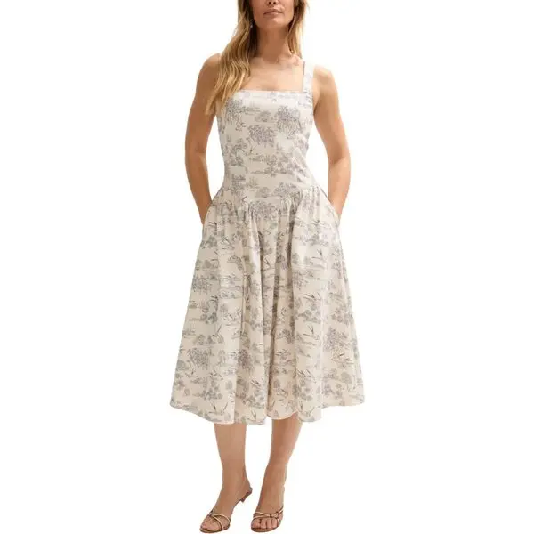 LILY AND LIONEL Hayley Corset Inspired Midi Dress - Natural