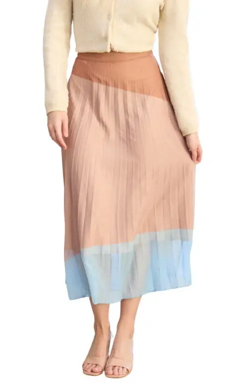 LILY AND LIONEL Ladbarn Colour Block Pleated Maxi Skirt