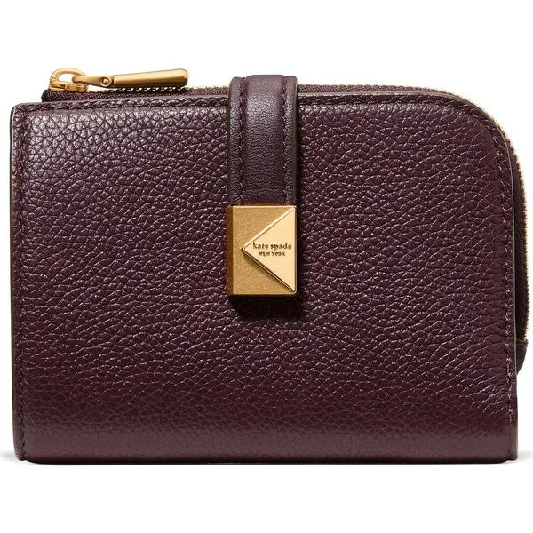 Kate Spade New York Deco Pebbled Leather Bifold Wallet - Blackberry Jam