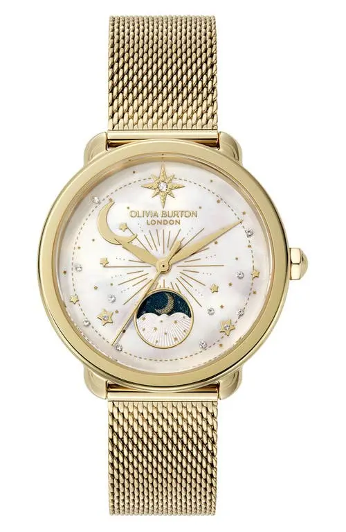 OLIVIA BURTON Moonphase Stainless Steel Watch - Gold/white