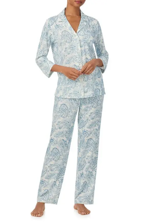 Ralph Lauren Print Cotton Blend Pajamas - Blue Print