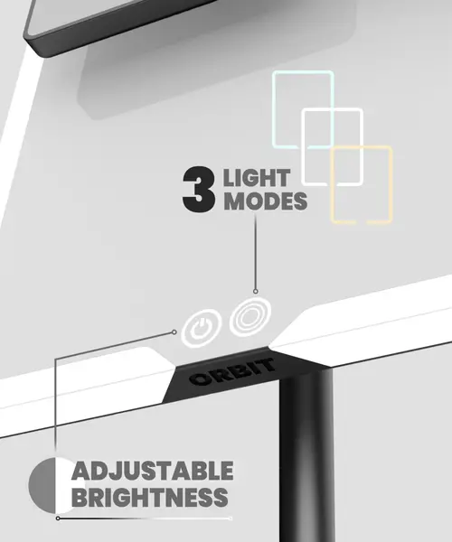 LUNA LONDON Orbit Mirror | Led Lighted Vanity Makeup Mirror With 7x Magnification - Phantom Black